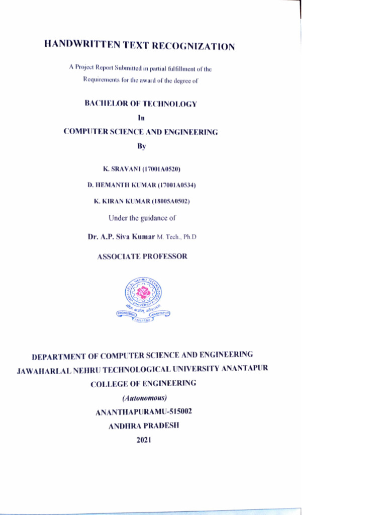 Handwritten Text Recognition Project Report | PDF | Information Science ...
