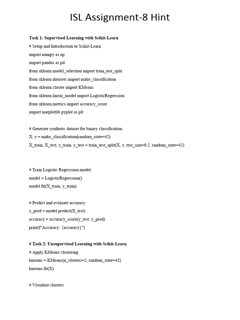 ISL Assignment-8 Hint | PDF