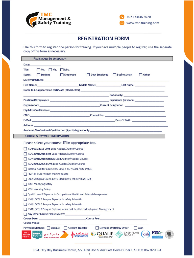 TMC Registration Form | PDF