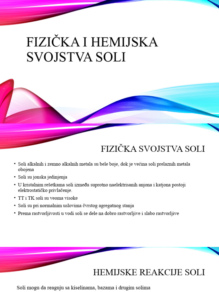 Fizička I Hemijska Svojstva Soli | PDF