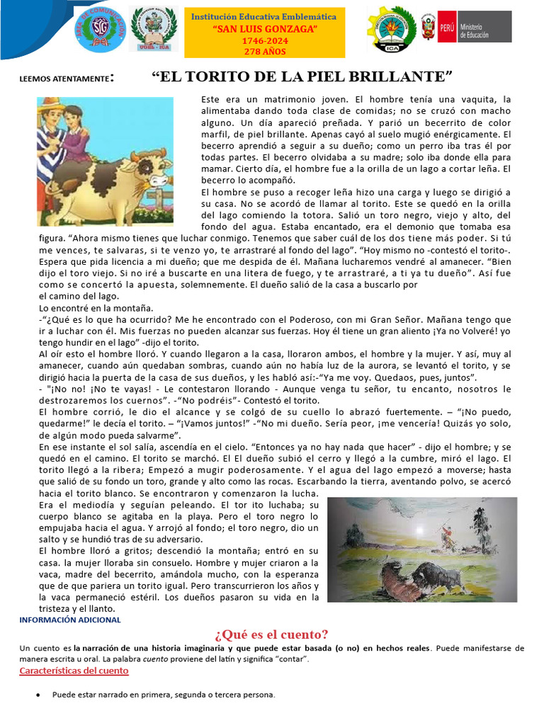 El torito de piel brillante: cuento andino | PDF | Cuentos | Narración