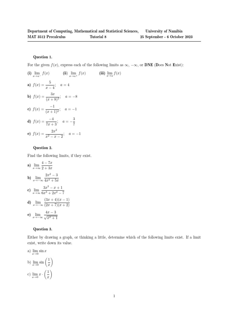 2023 Tut 8 | PDF | Derivative | Continuous Function