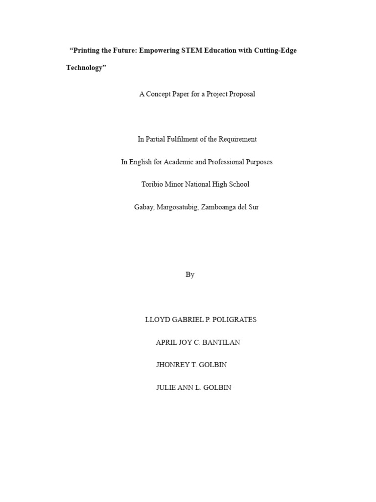 Revised Concept Paper (FINAL) PDF | PDF | Printer (Computing) | Science, Technology, Engineering ...