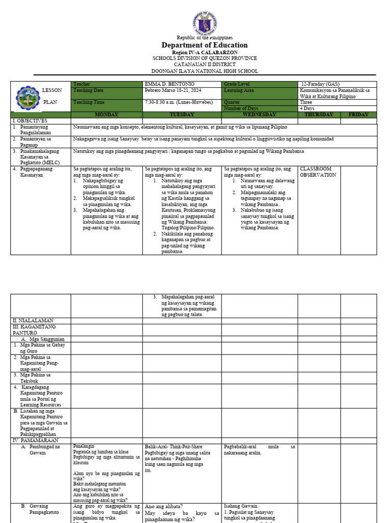 DLL 2. Komunikasyon Week 4 March18-22, 2024 | PDF