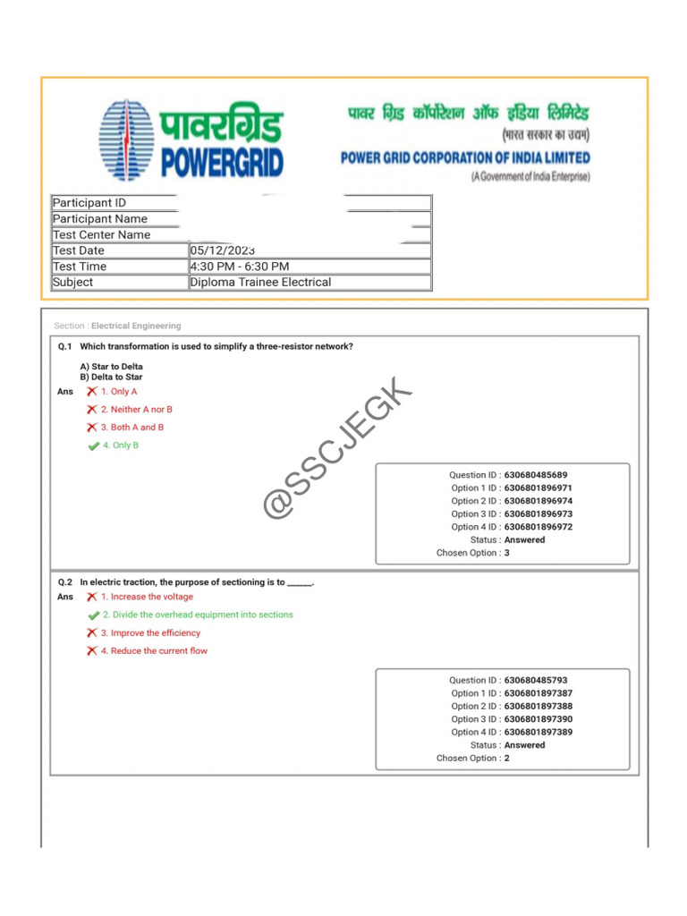 Pgcil Electrical | PDF