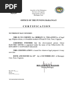 Barangay Certification-Interposing No Objection | PDF