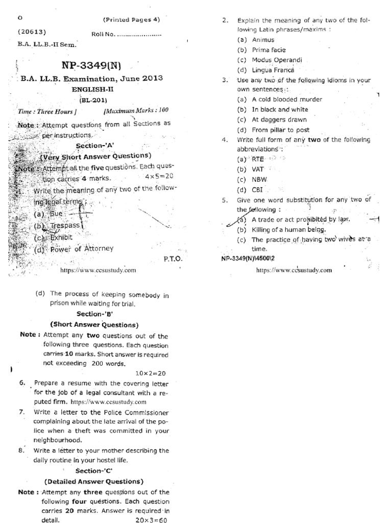 Eng Sem 2 Ballb Csu | PDF
