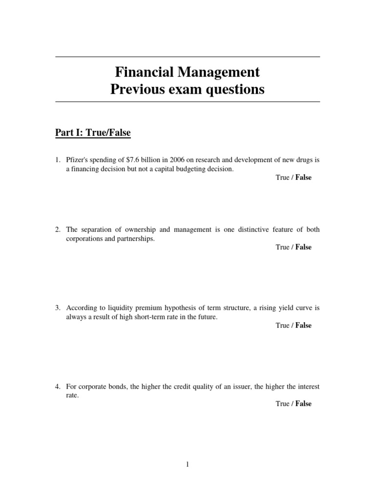 Financial Management Exam Questions | PDF | Bonds (Finance) | Yield ...