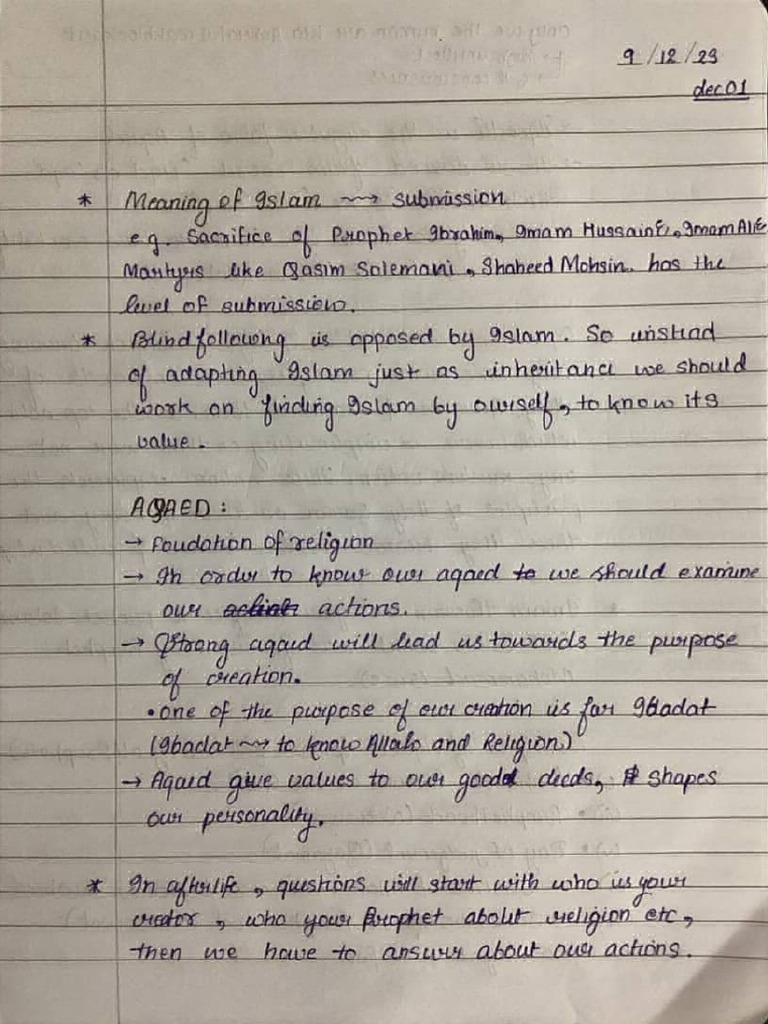Aqaaid Notes Lec 01 To 03 | PDF