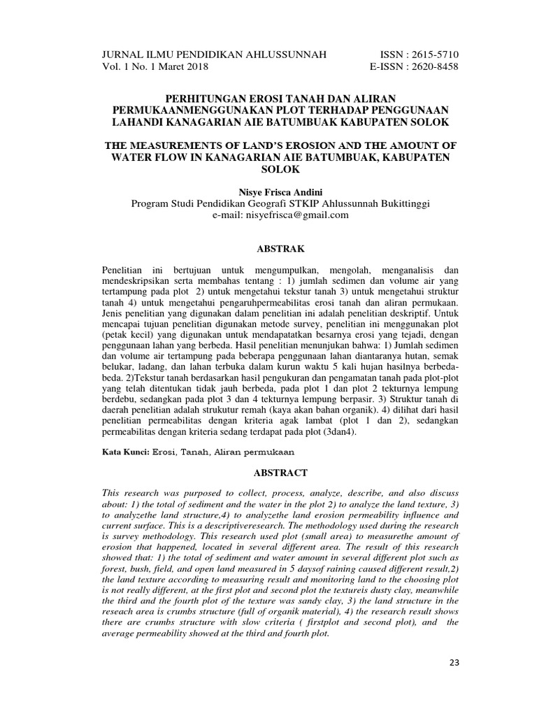 Perhitungan Erosi Tanah Dan Aliran Permu 51754134 | PDF | Sains ...