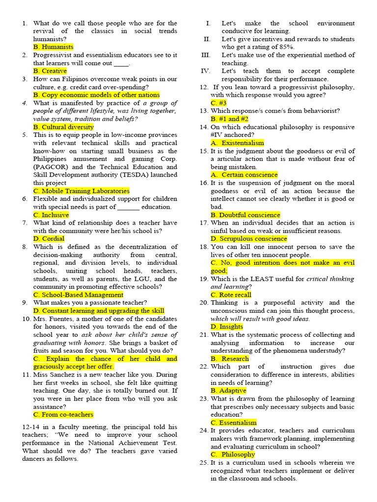 Set 1 Prof Ed | PDF | Educational Assessment | Teachers