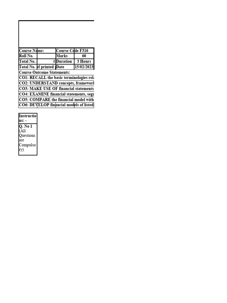 QP - Financial Modeling 2023 Exam | Download Free PDF | Valuation (Finance) | Present Value