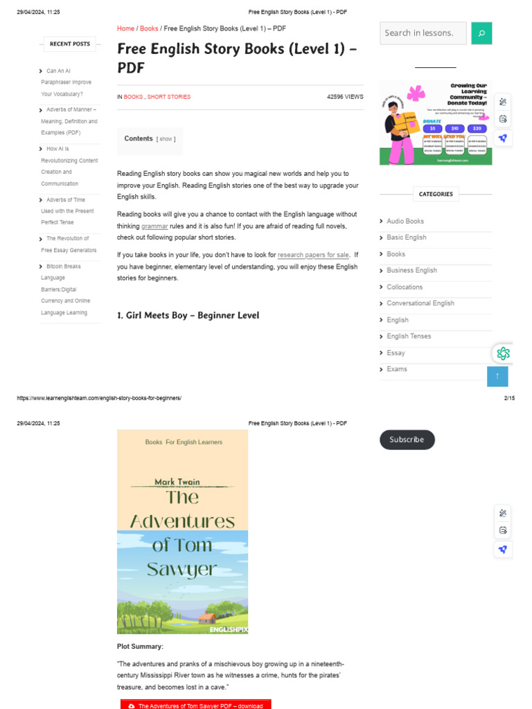 Free PDF English Story Books for Beginners | PDF | English Language ...