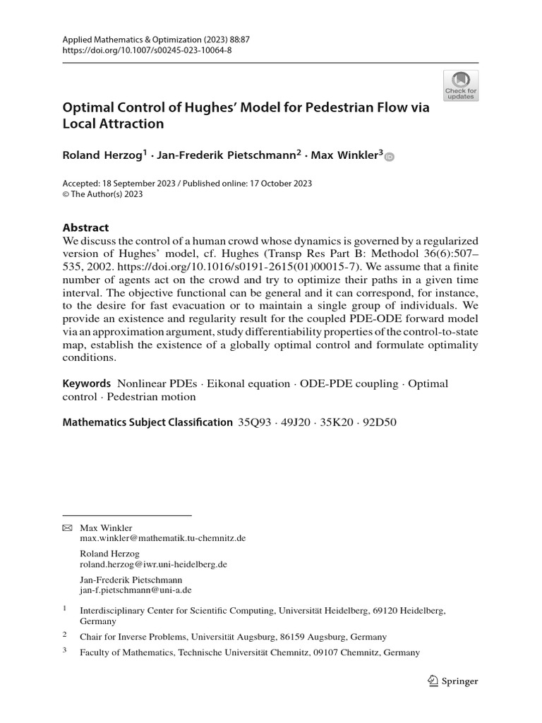 Optimal Control of Hughes' Model For Pedestrian Flow Via Local ...
