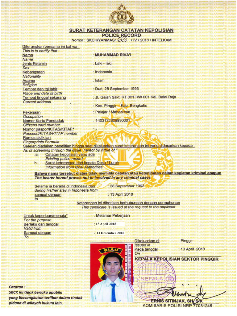 Muhammad Rivai - SKCK | PDF