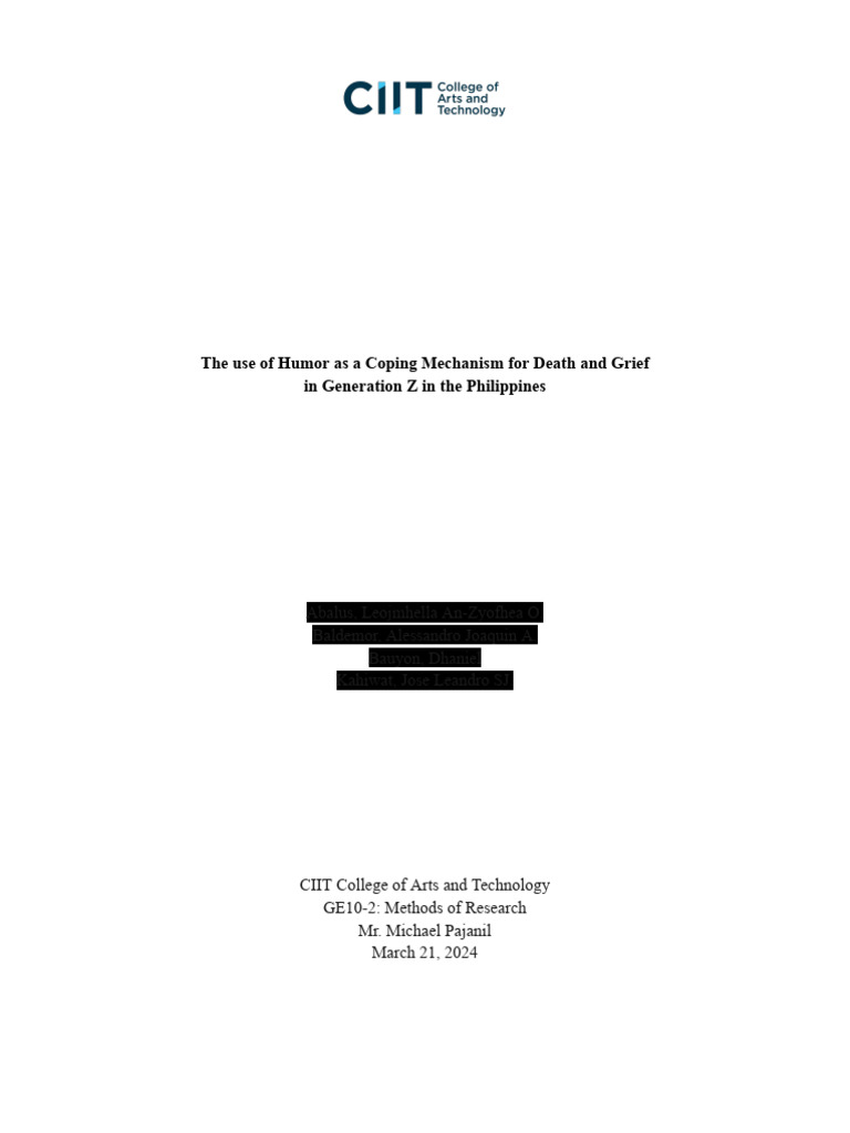 Dark Humor as Grief Coping in Gen Z | PDF | Grief | Humour
