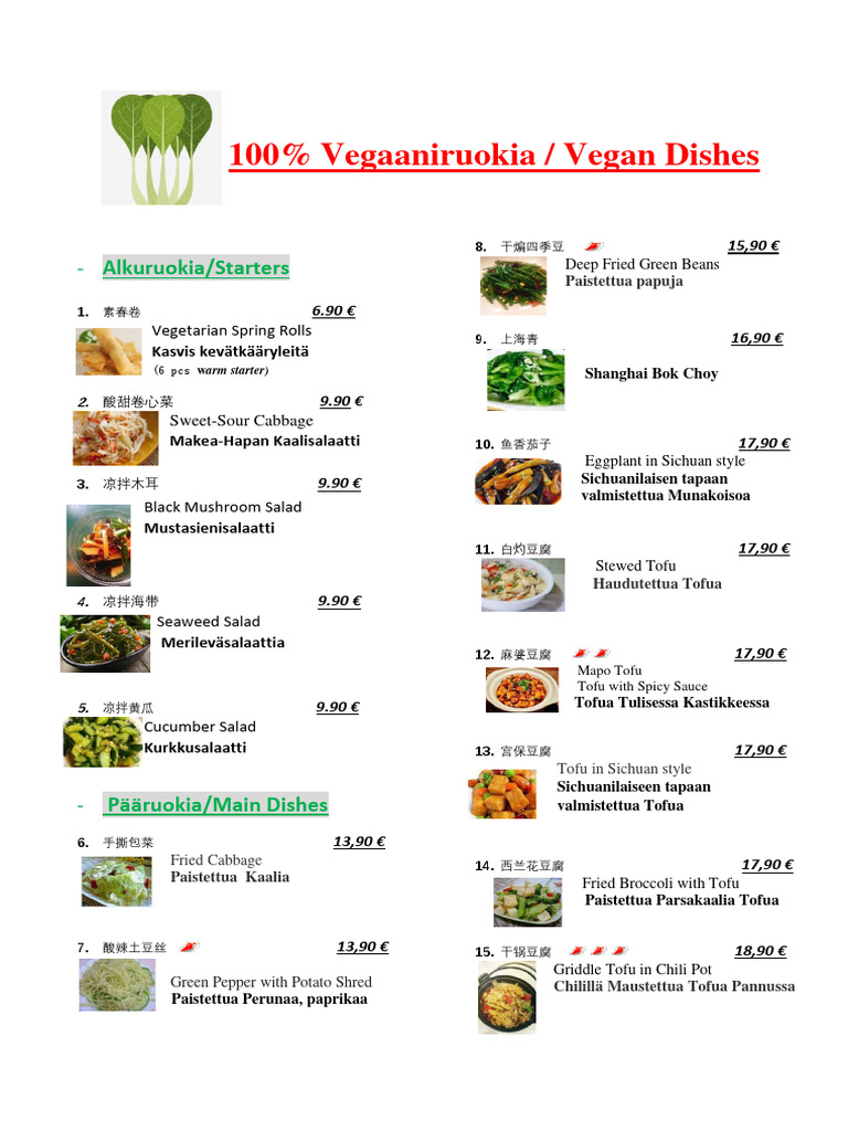 Vegan Menu | PDF