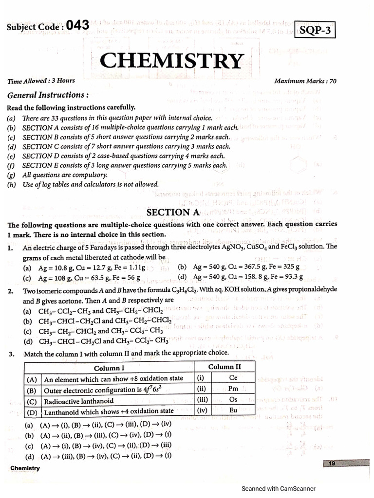 Sample Paper 3 | PDF