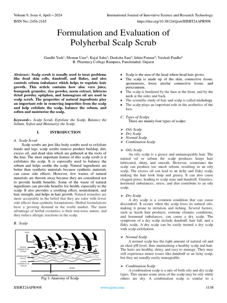 Formulation and Evaluation of Polyherbal Scalp Scrub | PDF
