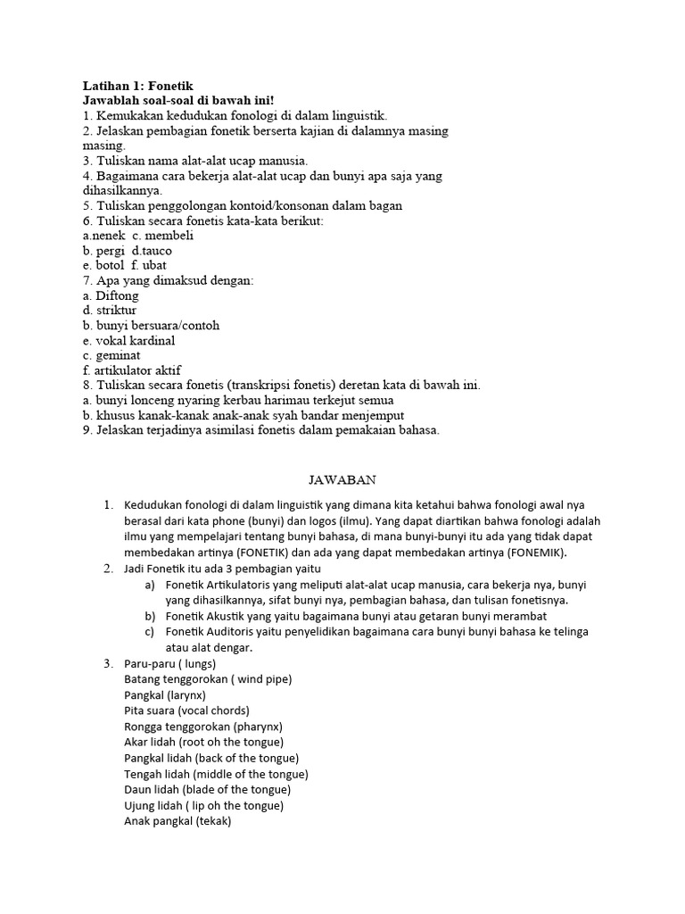 Latihan 1 Fonologi | PDF