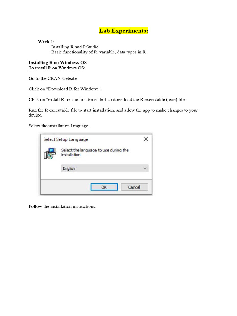 R_Lab Experiments_Manual (2) | PDF | Installation (Computer Programs ... R_Lab Experiments_Manual (2) | PDF | Installation (Computer Programs ...