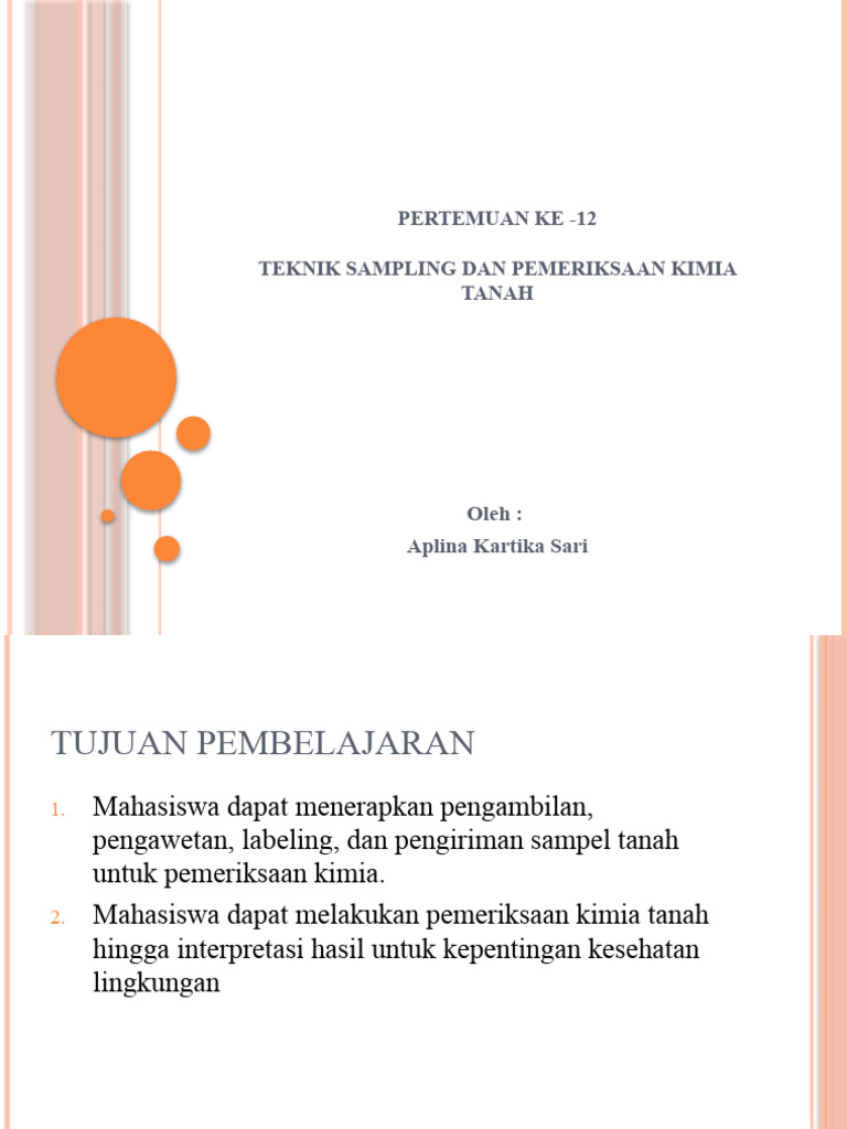 Pertemuan Ke 12 Sampling Tanah | PDF