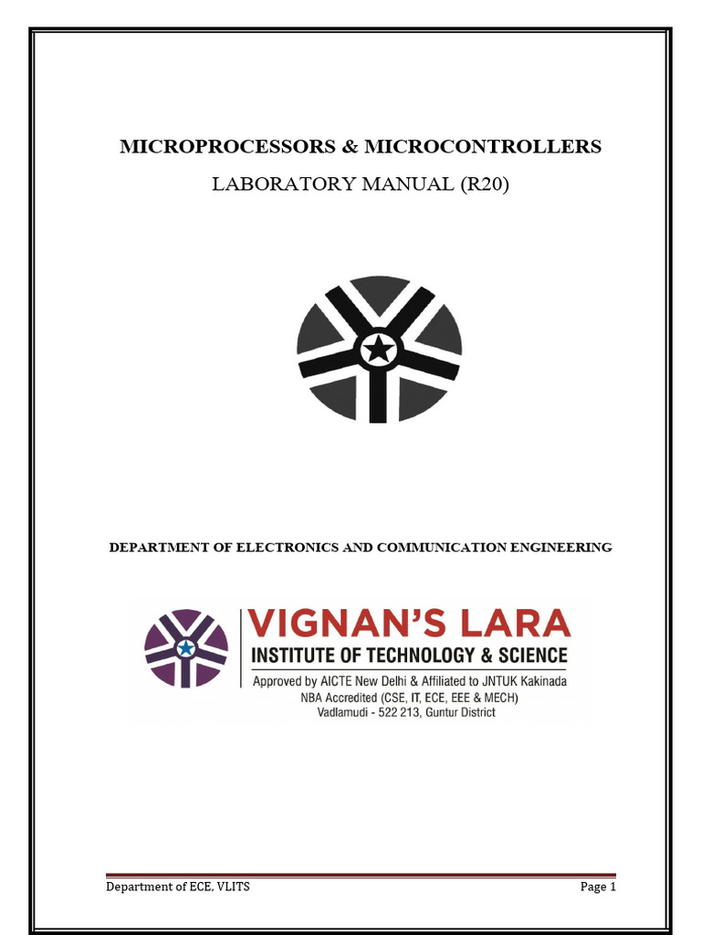 MPMC LAB Manual R20-1 | PDF | Computer Program | Programming MPMC LAB Manual R20-1 | PDF | Computer Program | Programming