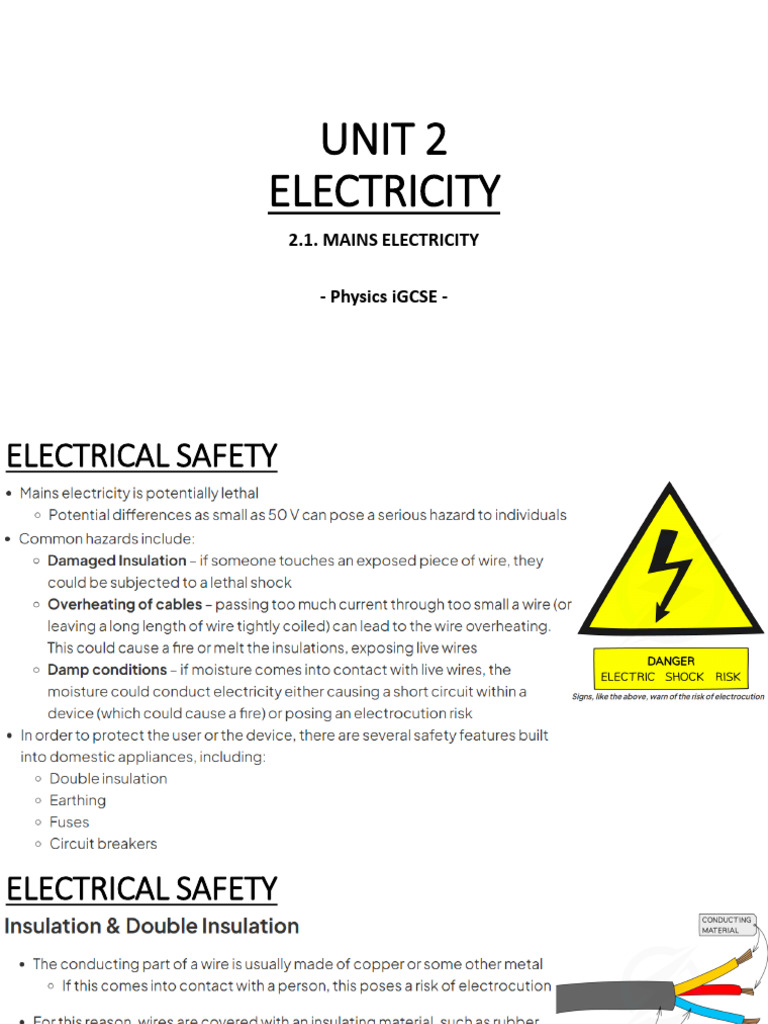 Unit 2 (Electricity) | PDF
