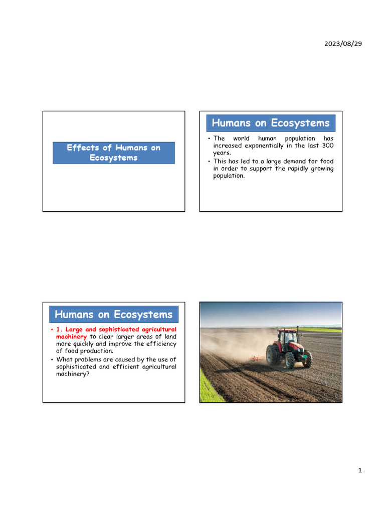 Human Impact on Ecosystems Explained | PDF | Agriculture | Intensive ...