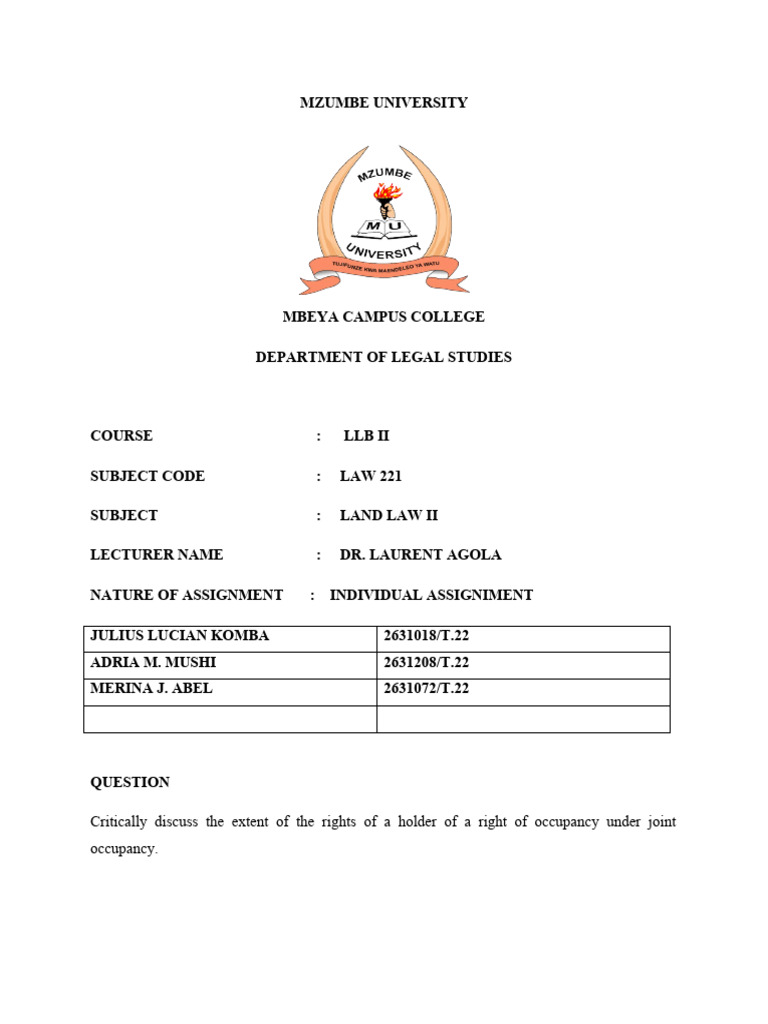 LAND JULIUS | PDF | Concurrent Estate | Leasehold Estate