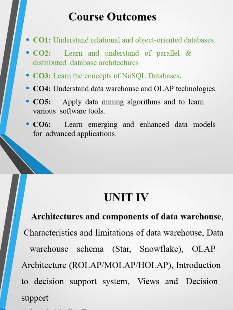 Unit IV - Data Warehousing and OLAP Technologies | PDF | Data Warehouse | Information Technology
