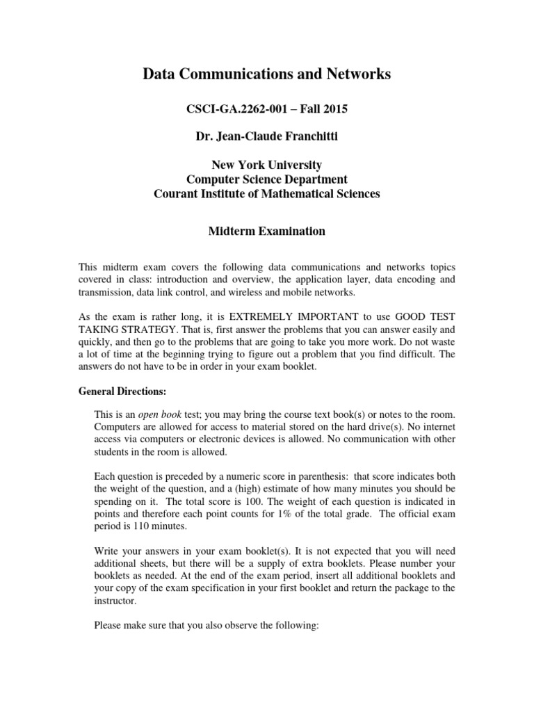 Data Communications Midterm Exam Guide | PDF | Network Switch | Domain Name System