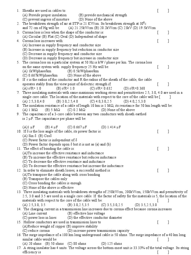 Electrical Power Systems | PDF | Cable | Insulator (Electricity)