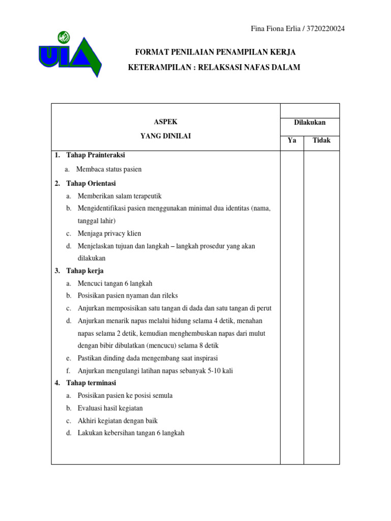 SOP Teknik Distraksi Nafas Dalam | PDF