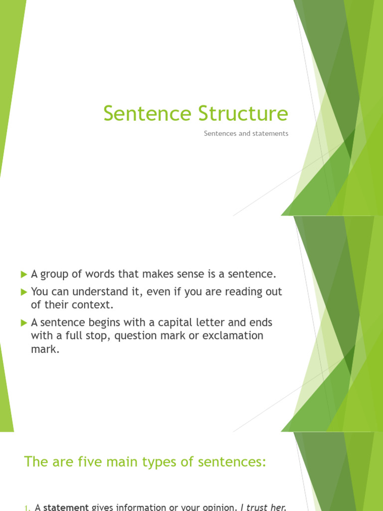 Five Types of Sentences Explained | PDF | Verb | Subject (Grammar)