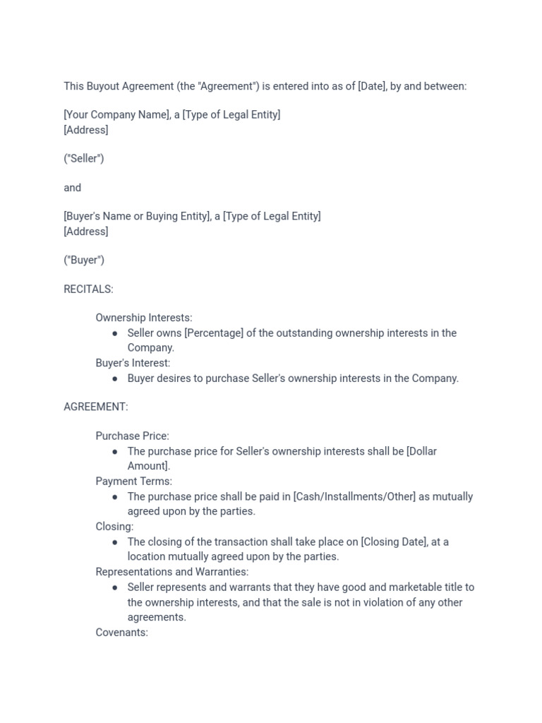 Buyout Agreement Template | PDF