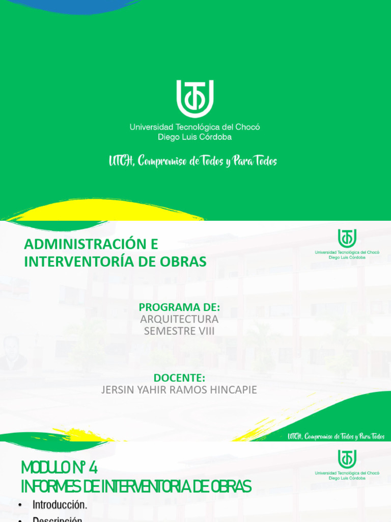 Administracion e Interventoria de Obras Modulo N°4 Informes de ...