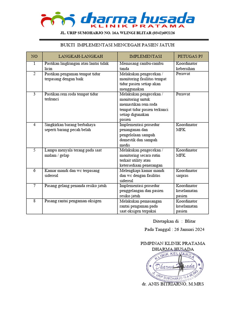 Panduan Mencegah Pasien Jatuh di Klinik | PDF