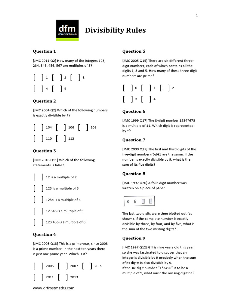 Divisibility Rules | PDF | Discrete Mathematics | Number Theory