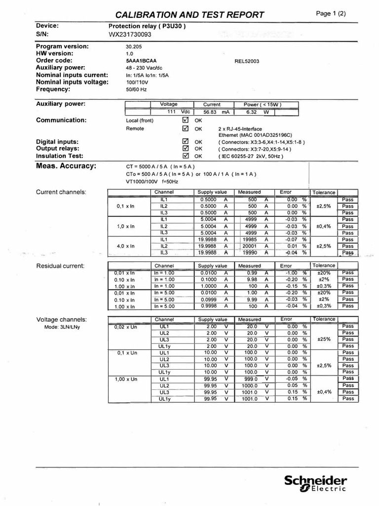 S&R P3U30 Calibration Certificate | PDF | Electrical Engineering ...