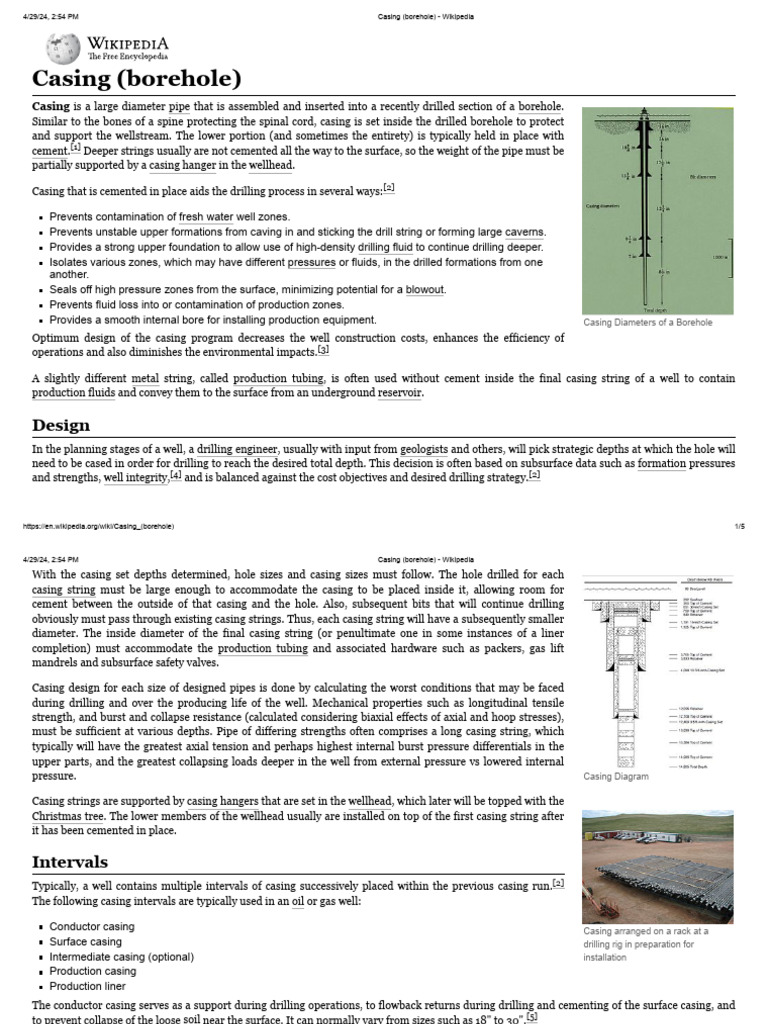 Casing (Borehole) - Wikipedia | PDF | Casing (Borehole) | Building Materials
