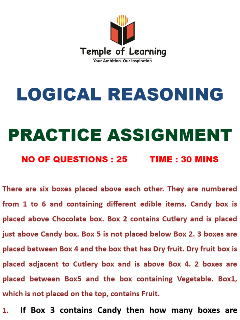 Logical Reasoning Practice Assignment For Cuet | PDF | Fruit