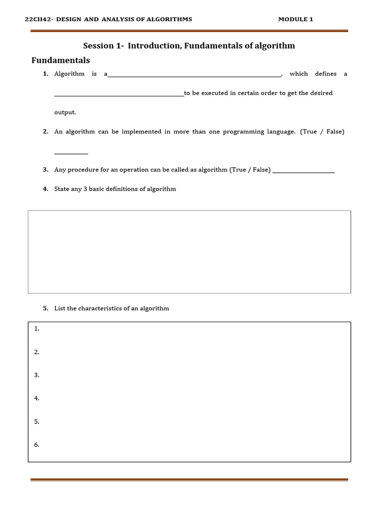 Unit I-Worksheet | PDF | Algorithms | Dynamic Programming