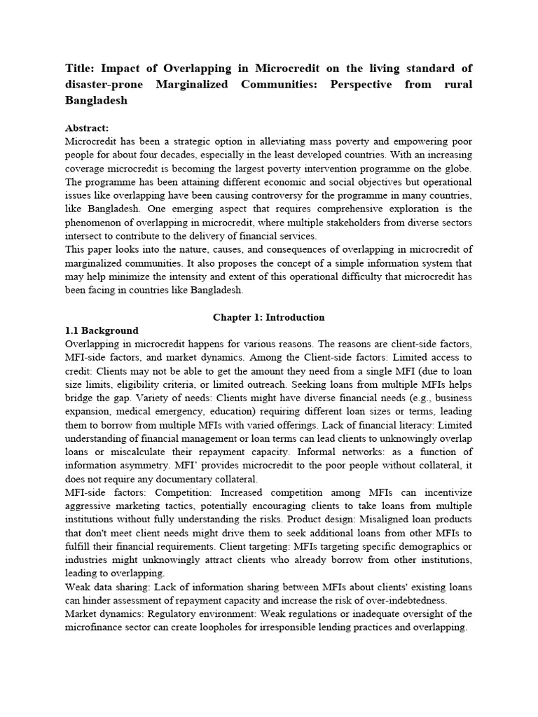 Thesis | PDF | Microfinance | Microcredit