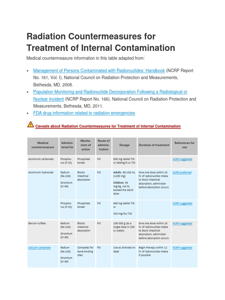 Countermeasures | PDF | Radioactive Contamination | Intravenous Therapy