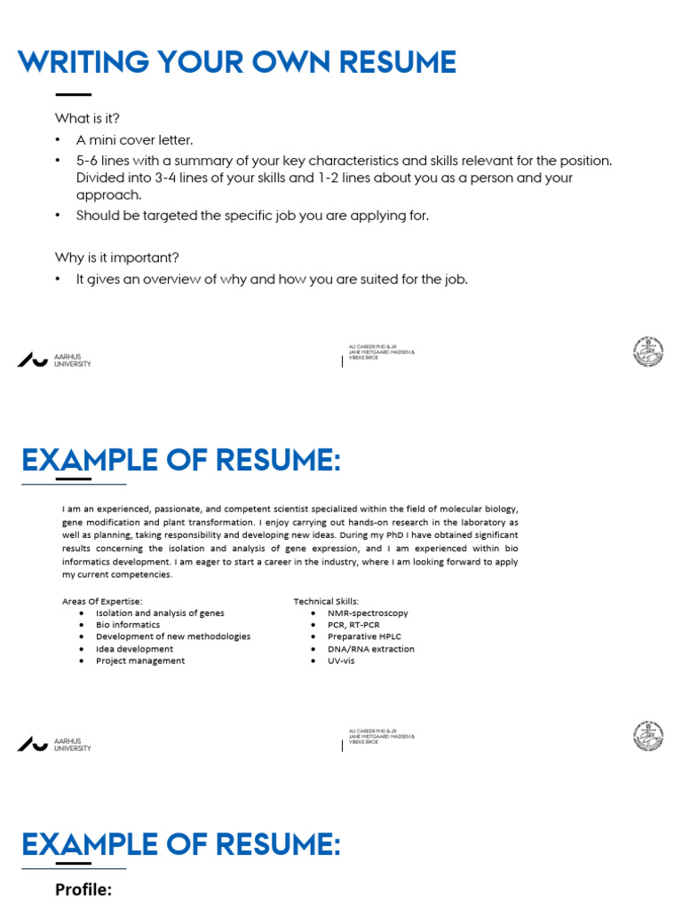 Writing Your Own Resume - Examples | PDF | Reverse Transcription ...