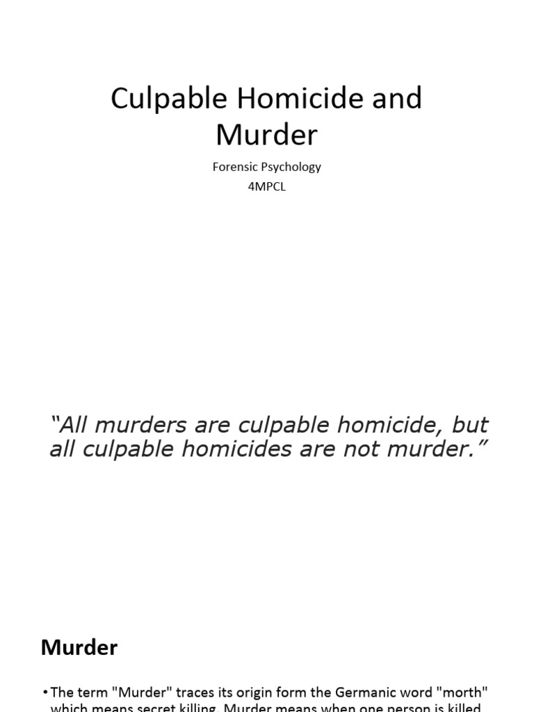 Culpable Homicide vs. Murder Explained | PDF | Murder | Criminal Law