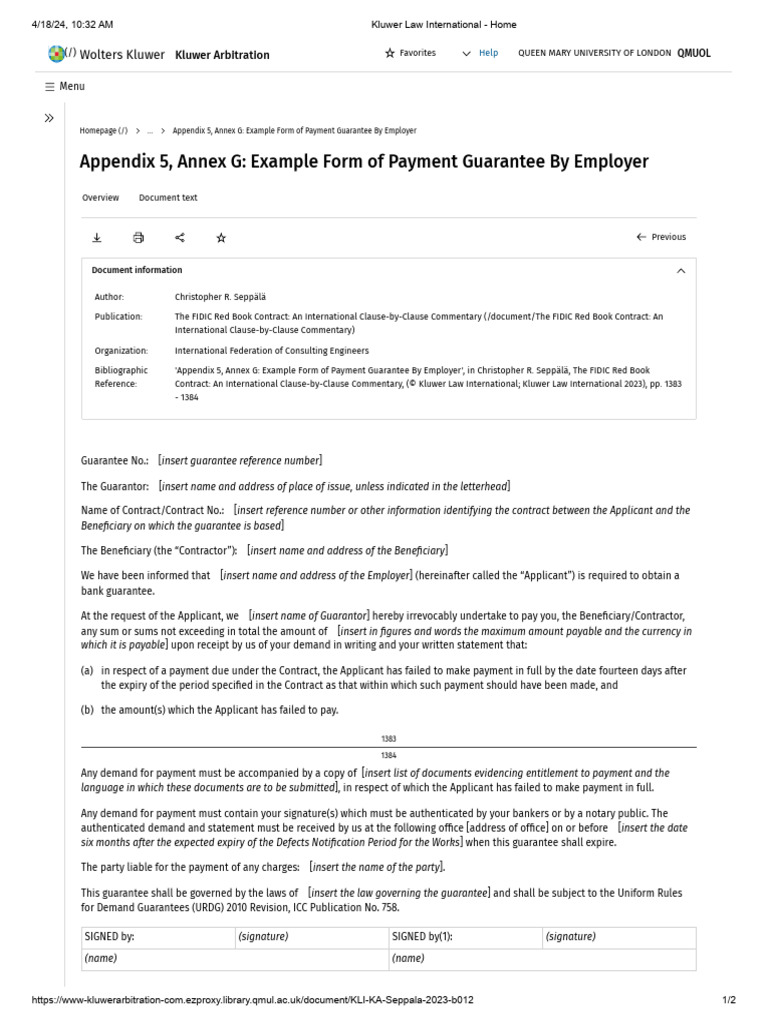 18.5.7 Appendix 5 - Annex G | PDF | Guarantee | Signature