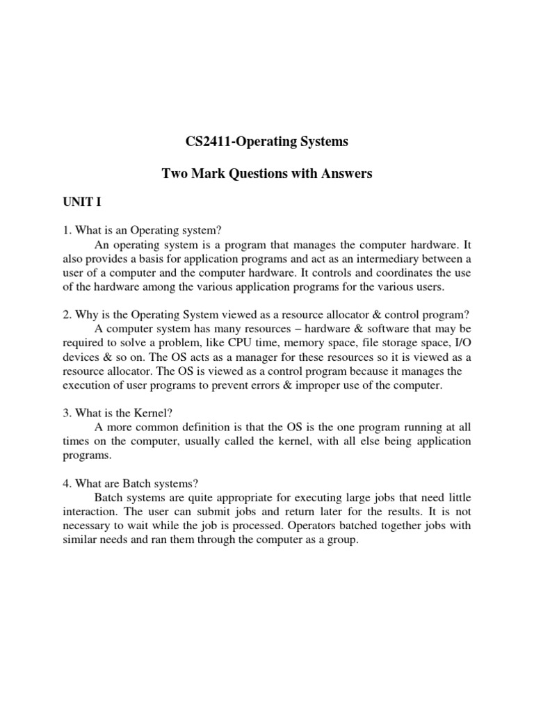 Operating System 2 Marks and 16 Marks. | PDF | Thread (Computing) | Scheduling (Computing)