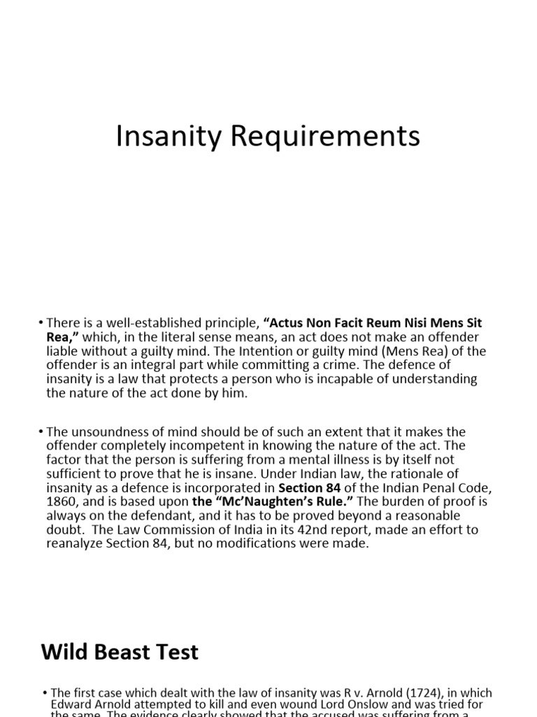 Insanity Requirements | Download Free PDF | Insanity Defense | Burden ...